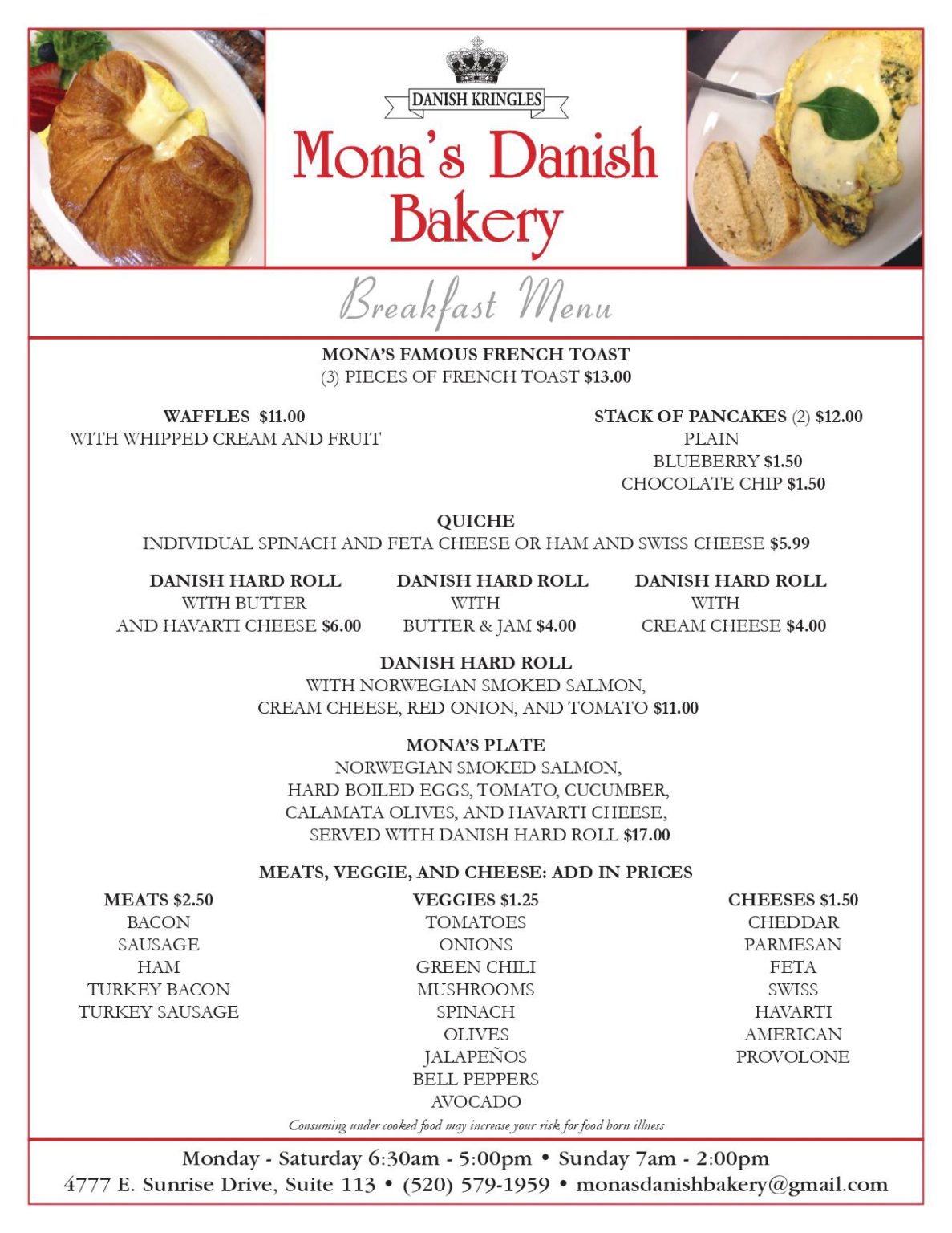 Menu - The Best Danish Pastry In Arizona